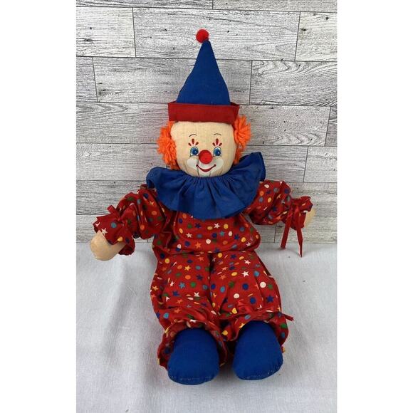 Unbranded | Toys | Vintage 9 Rag Doll Clown Red Hair Pointed Hat Plush ...